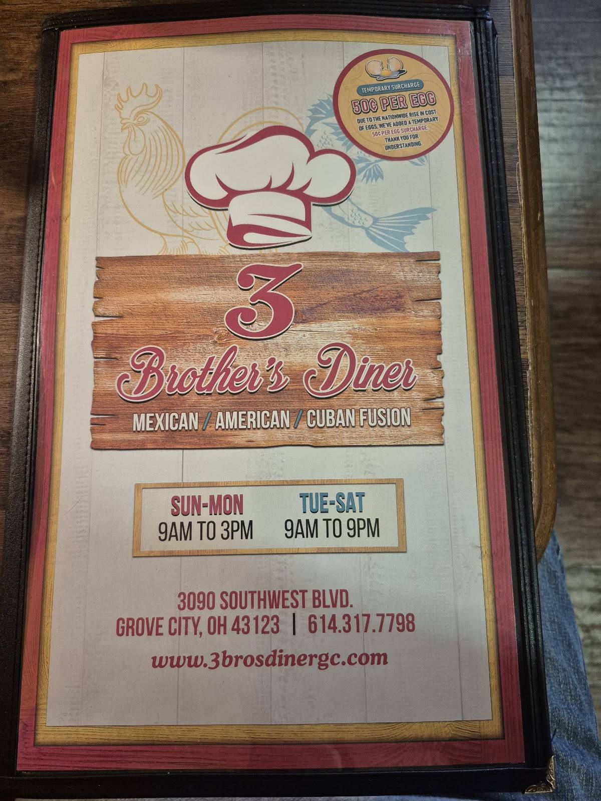 Menu at 3 Brothers Diner restaurant, Grove City