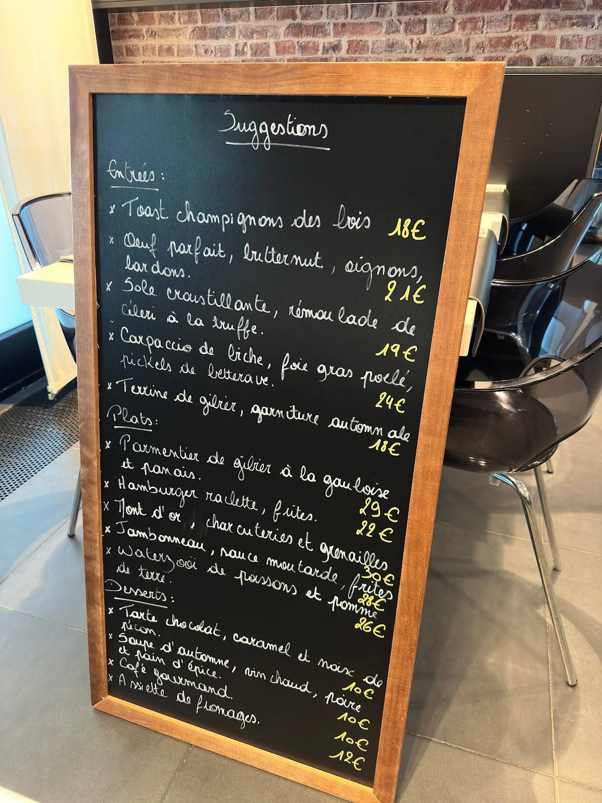 Menu au 4 Hands restaurant, Yvoir