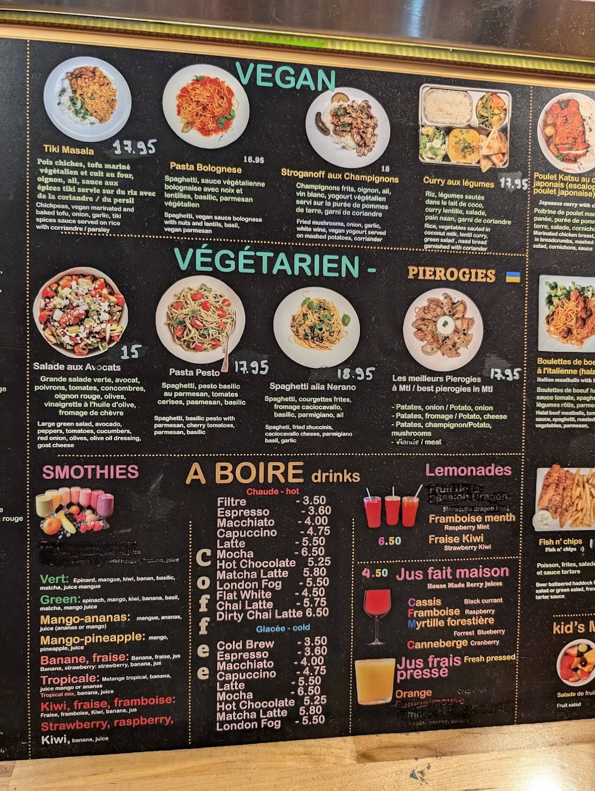 Menu at 5 senses Resto Bistro Bar - breakfast, lunch, dinner, art, Montréal