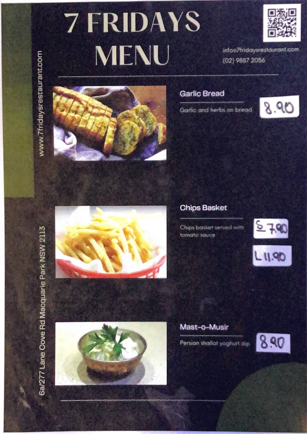 Menu at 7 Fridays cafe&Restaurant (Persian cuisine), Macquarie Park