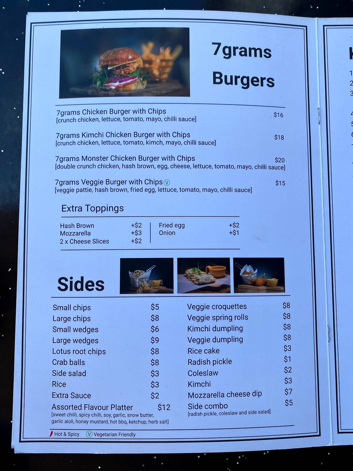 Menu at 7 Grams Restaurant, North Perth