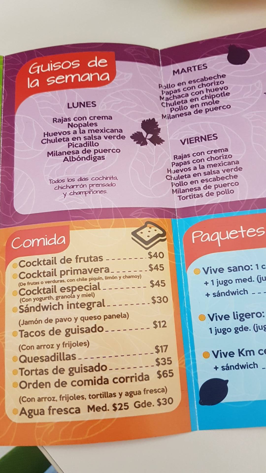 Menu at 7x7 restaurant, Cancún