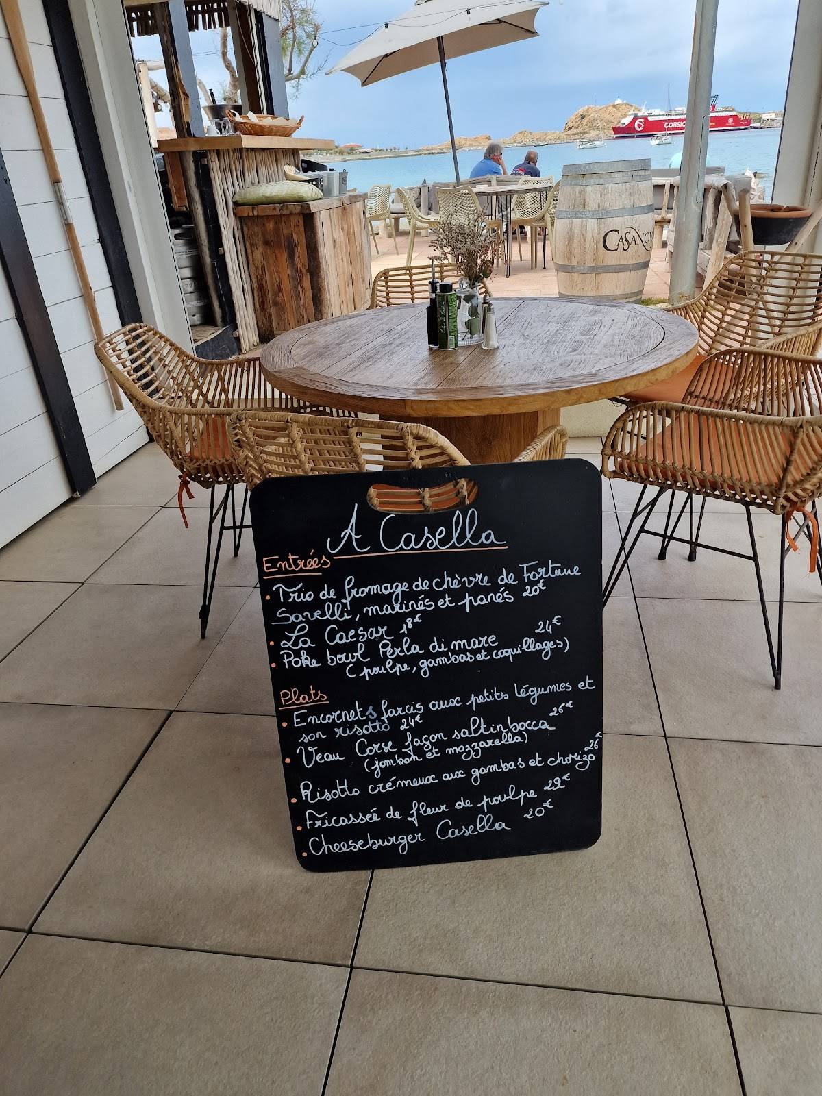 Menu au A Casella restaurant, L'Île-Rousse, Quartie Gineparo