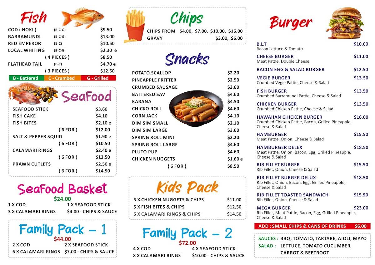 Menu at A Taste Of Burrum restaurant, Burrum Heads