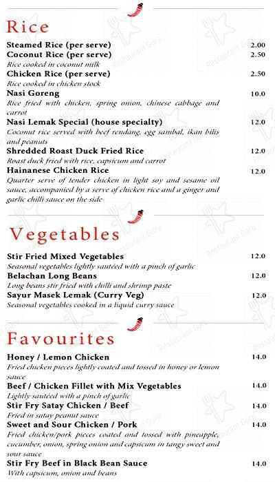 Menu at A Taste of Spice restaurant, Albert Park