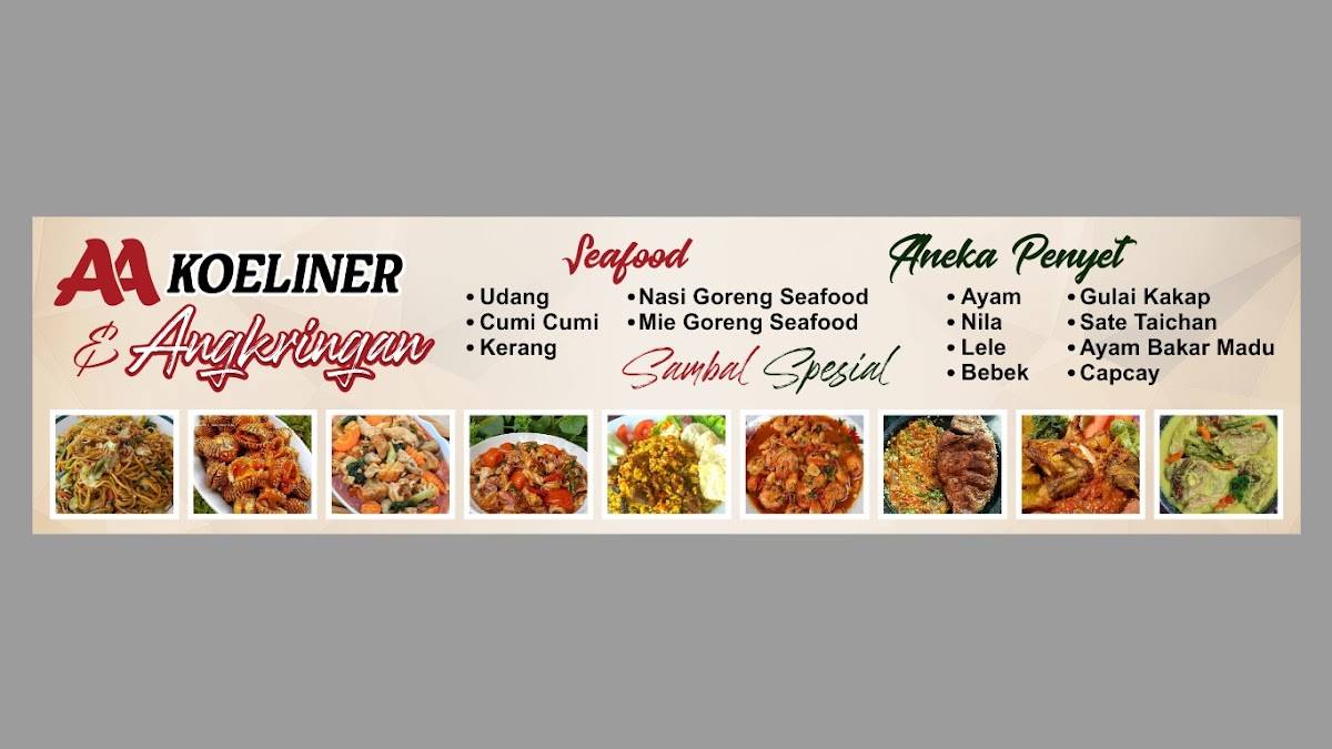 Menu at AA Koeliner restaurant, Indonesia