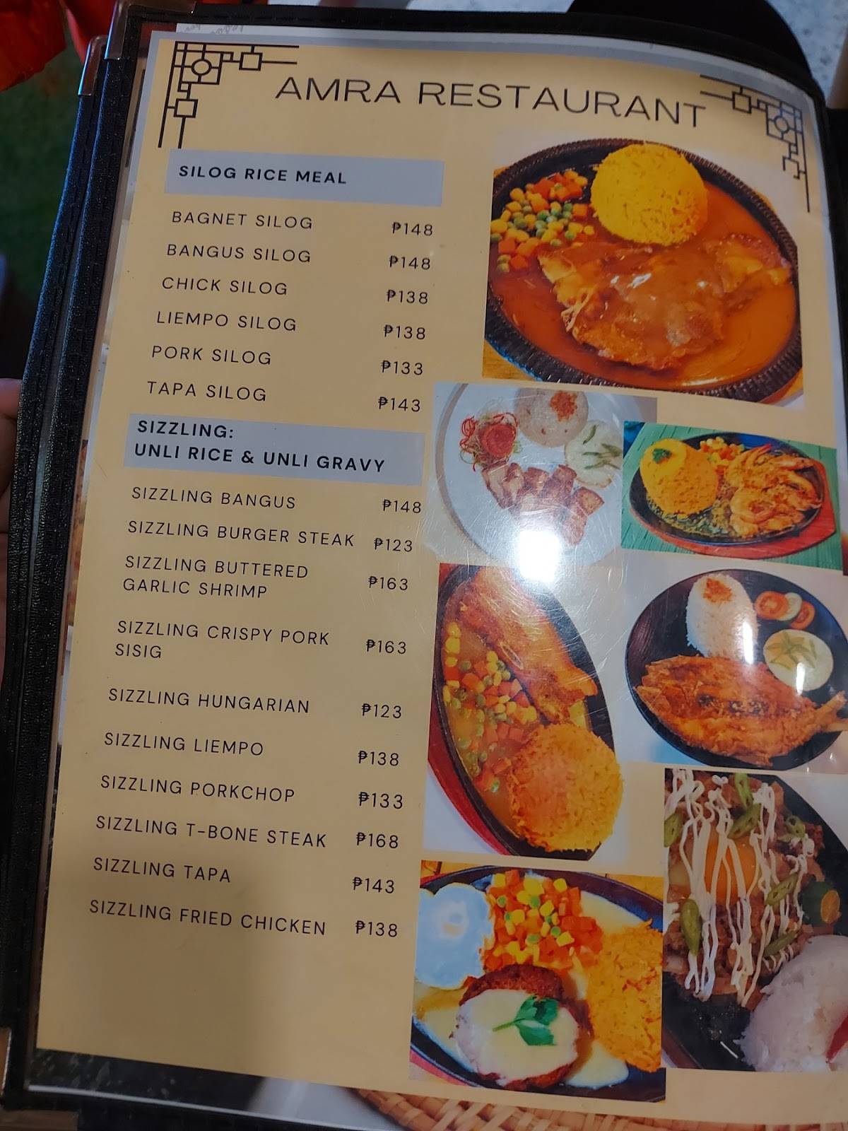 Menu at AMRA RESTAURANT, Alaminos
