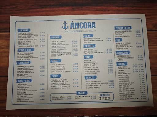 Carta del restaurante ANCORA CEBICHERIA, San Borja