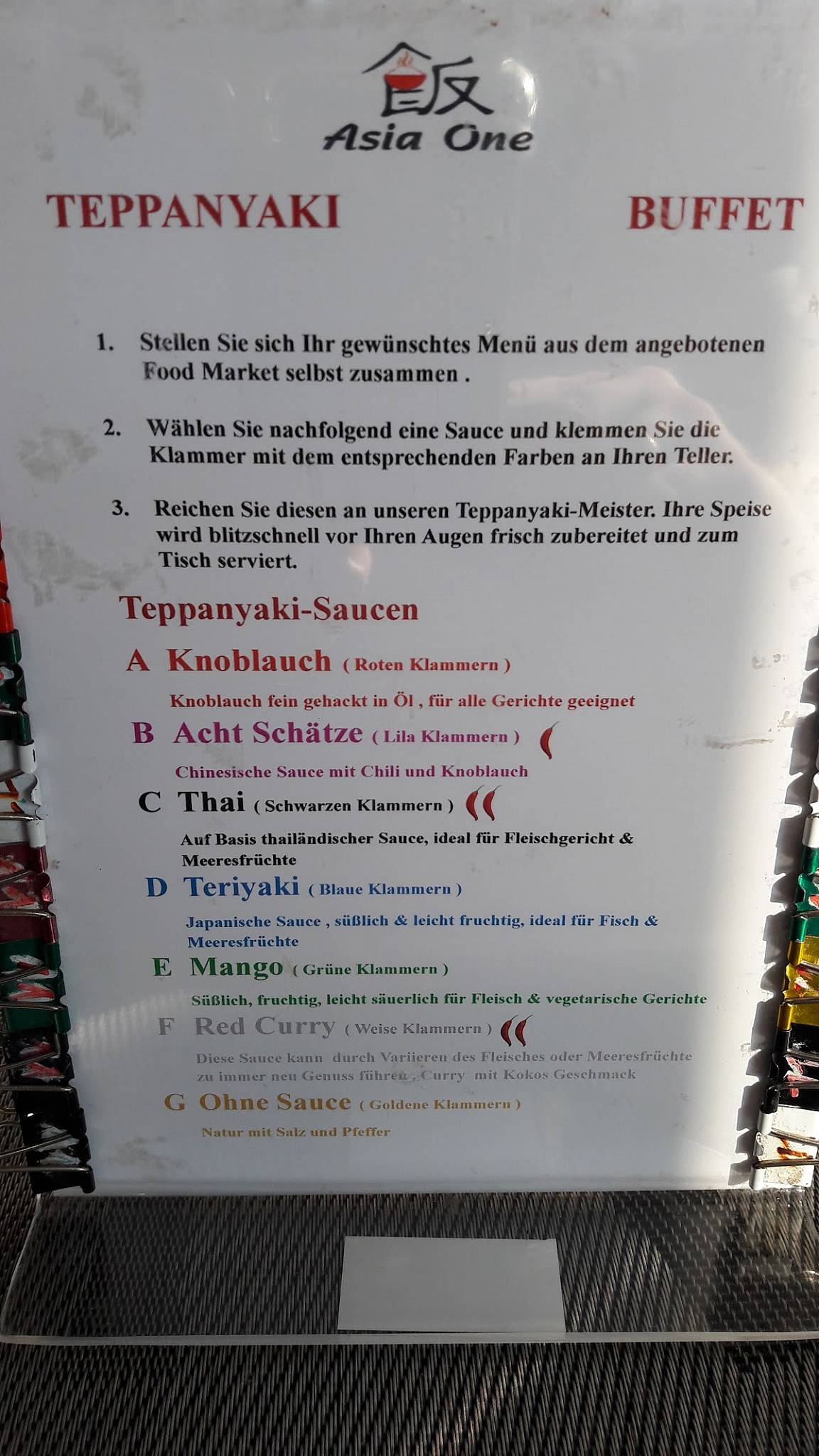 Speisekarte von ASIA ONE restaurant, Mistelbach