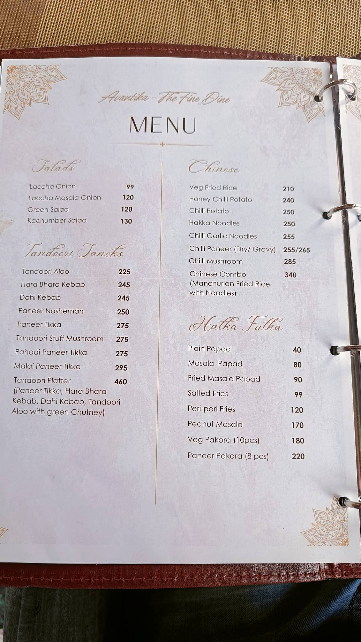 Menu at AVANTIKA - The Fine Dine, Alwar