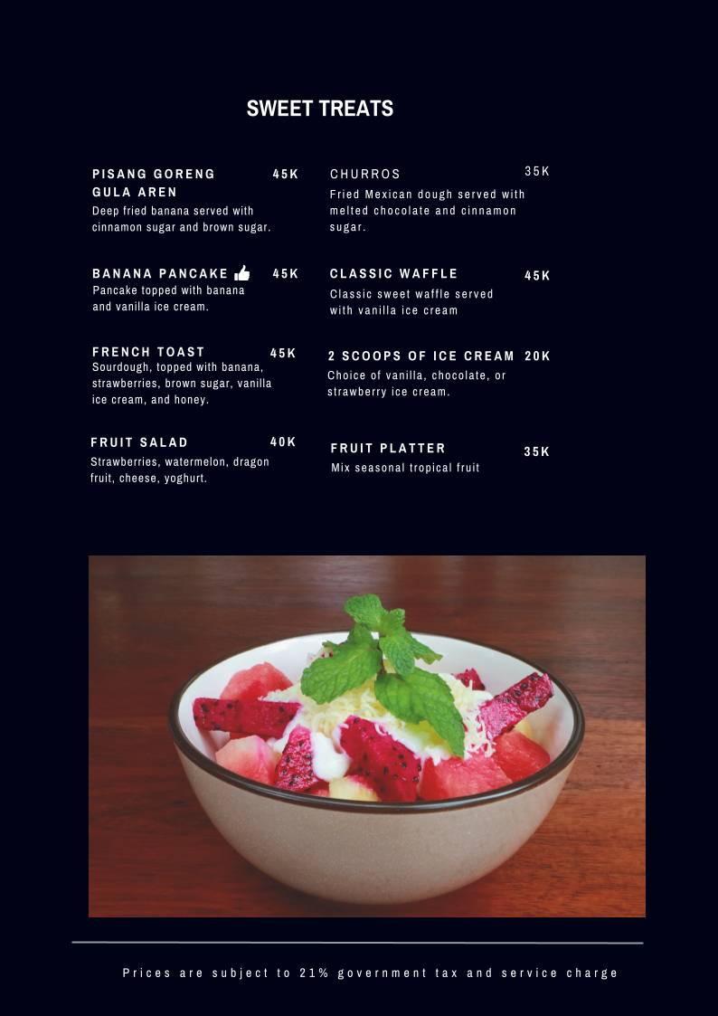 Menu at Abia Cafe & Bar, Kuta