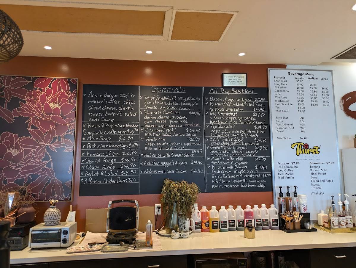 Menu at Acorn Cafe, Auckland, 1 John Goulter Drive Auckland Airport