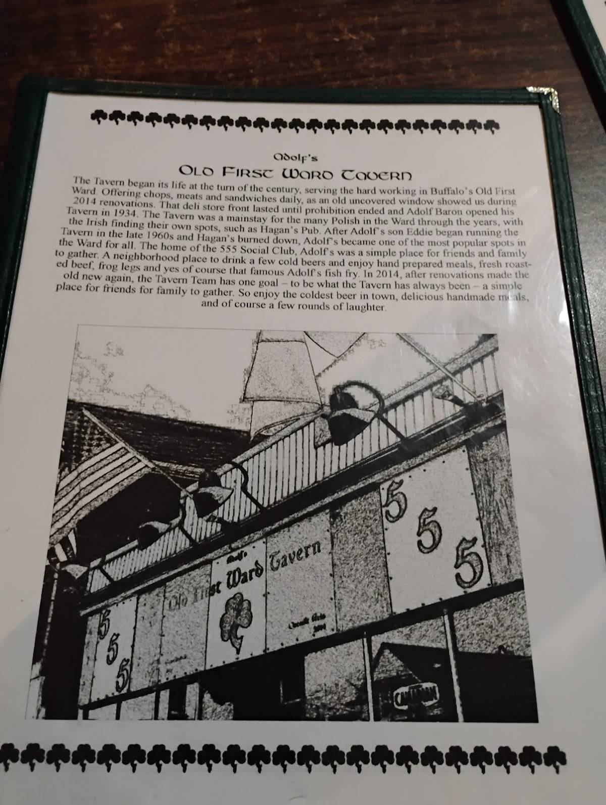 Menu at Adolf's Old First Ward Tavern pub & bar, Buffalo
