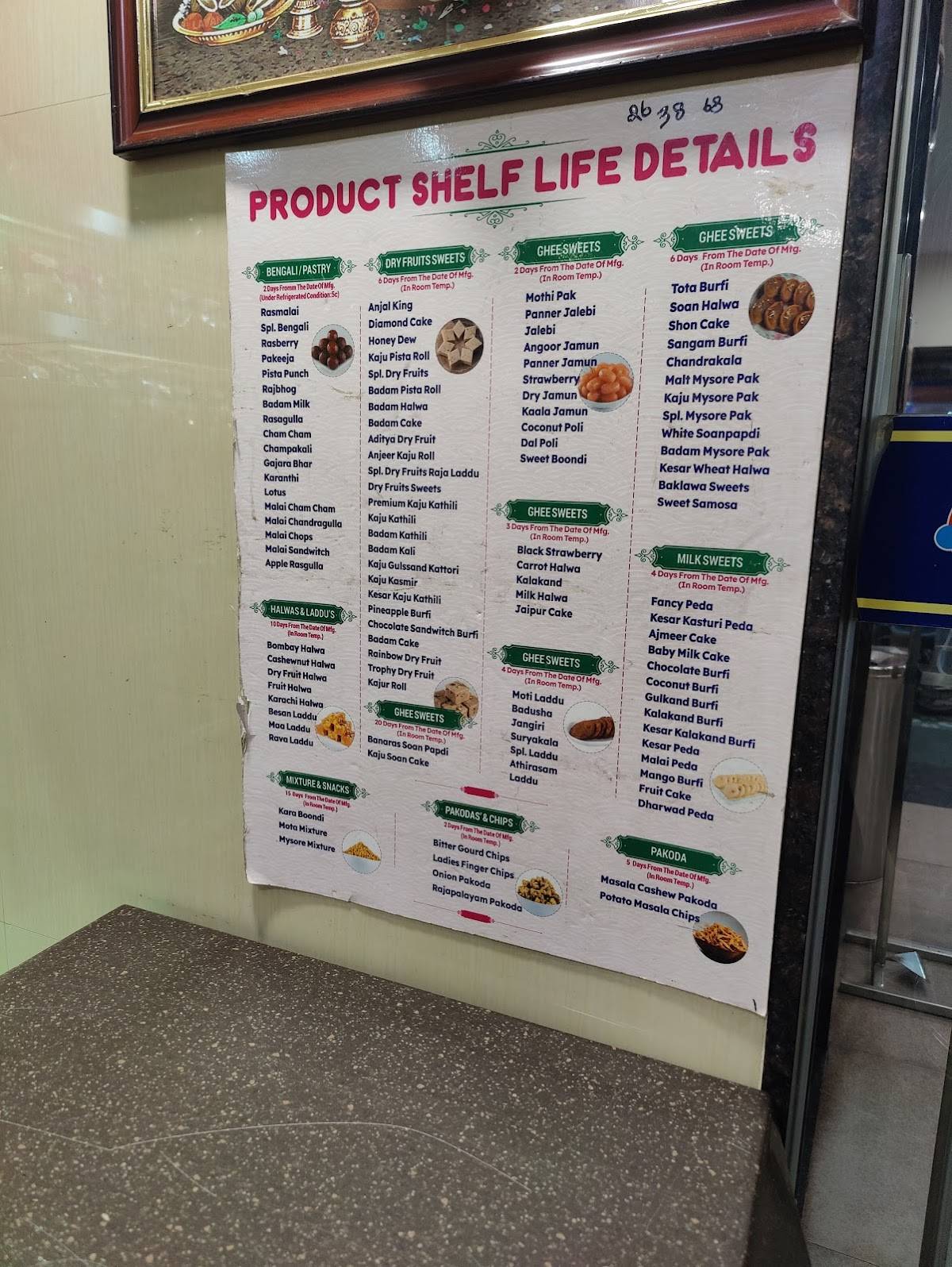 Menu at Adyar Ananda Bhavan - A2B, Kanchipuram