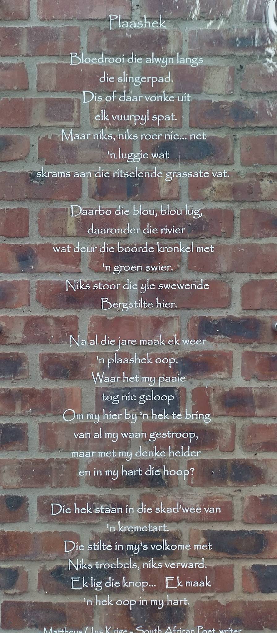 Menu at Afro-Boer restaurant, Pretoria