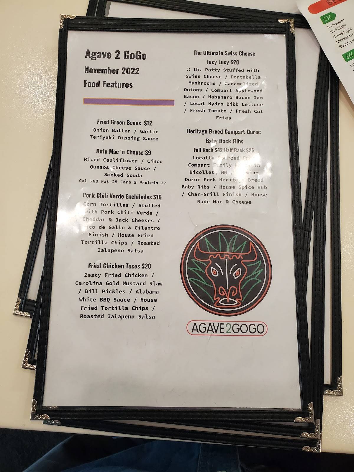 Menu at Agave 2 GoGo restaurant, Hudson