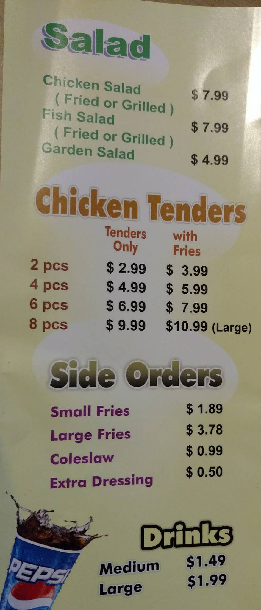 Menu at A-Town Wings restaurant, Aiken