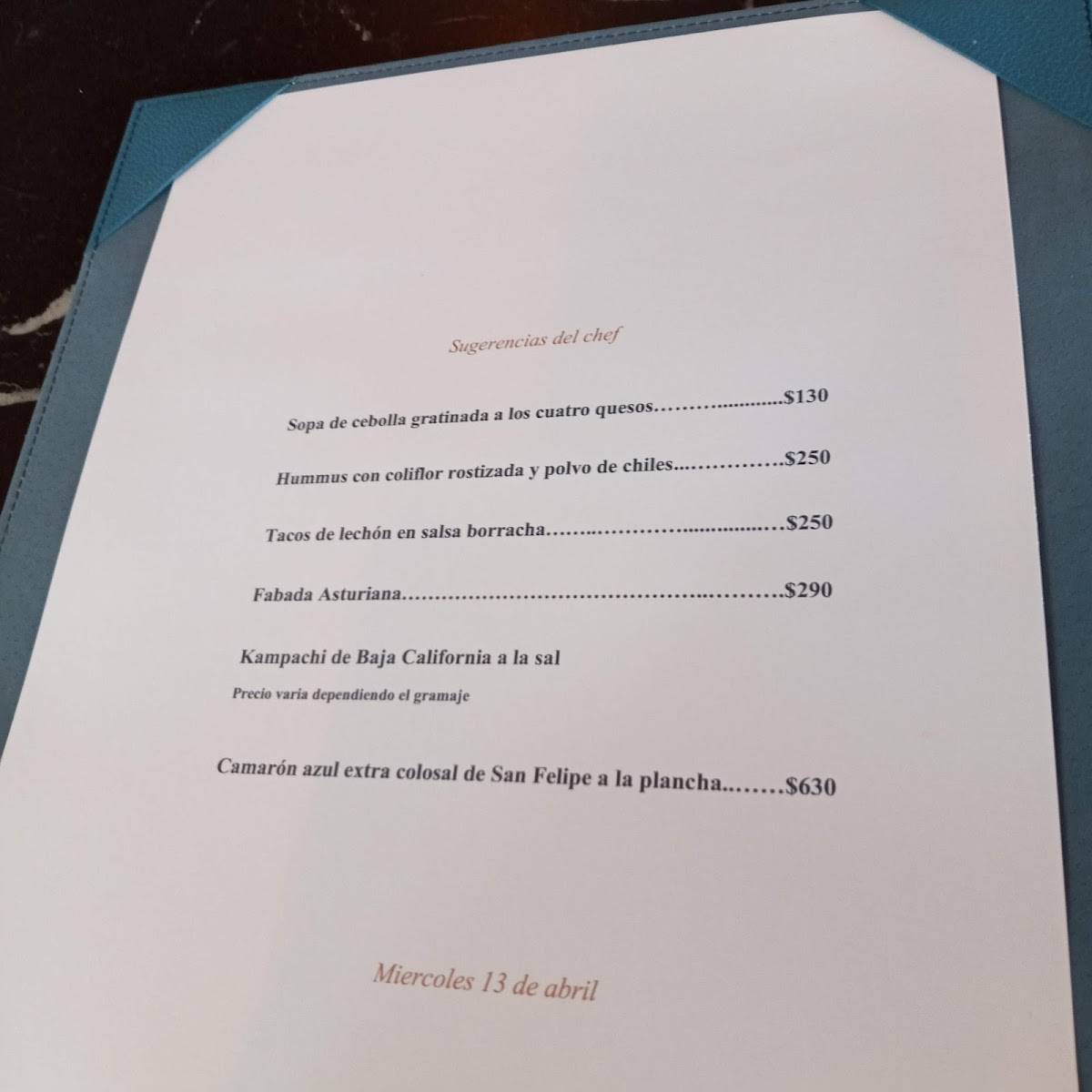 Carta del restaurante Al Andalus, Ciudad del México, Av. Insurgentes ...