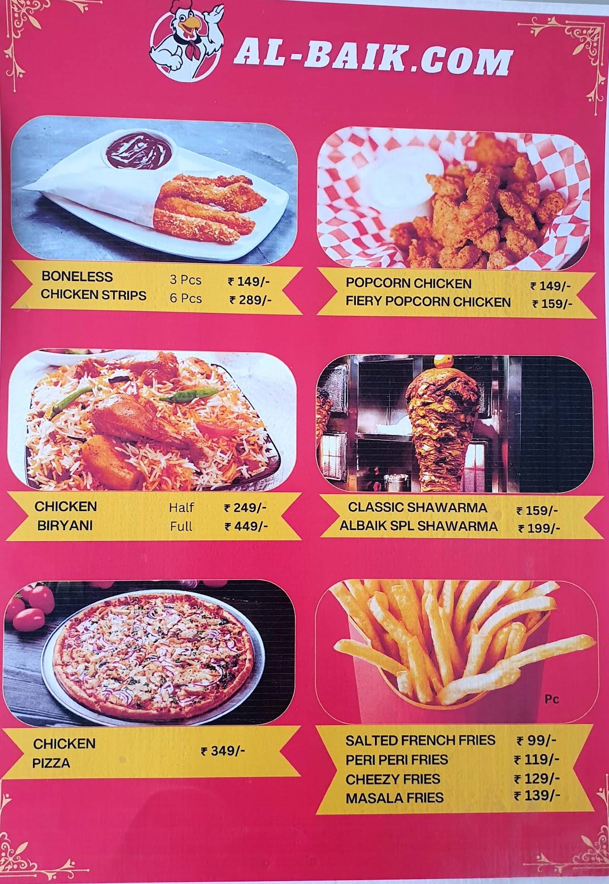 Menu at Al-Baik Ladakh, India