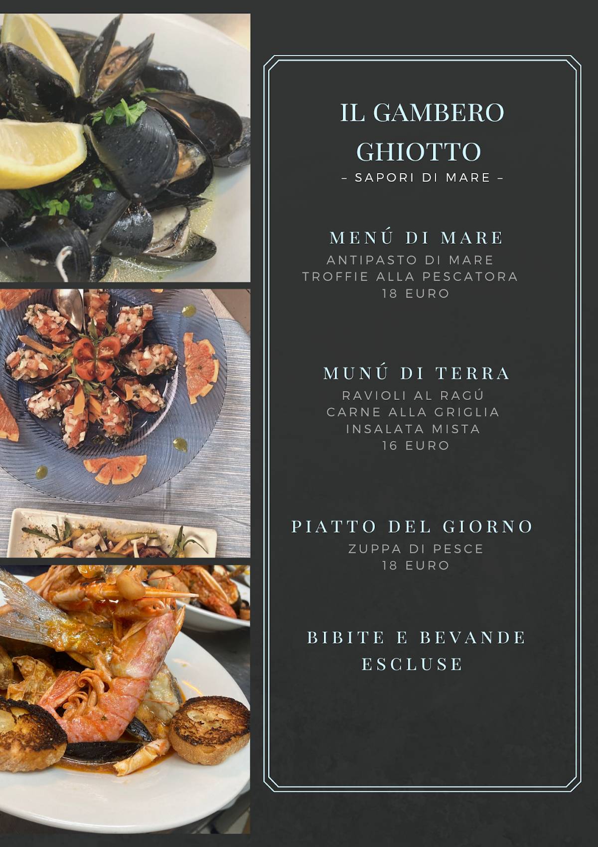 Menu da Al Gambero Ghiotto ristorante, Golfo Aranci