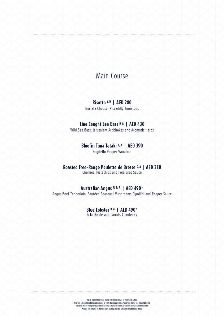 Menu at Ristorante L' Olivo at Al Mahara restaurant, Dubai, Burj Al ...