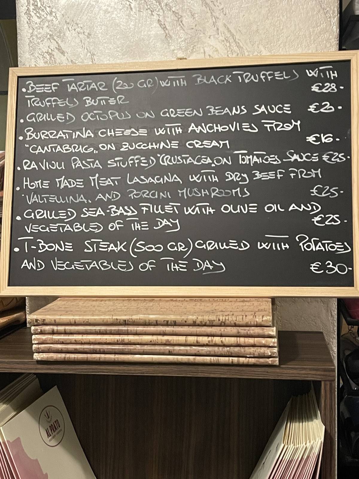 Menu at Al Prato Restaurant, Varenna