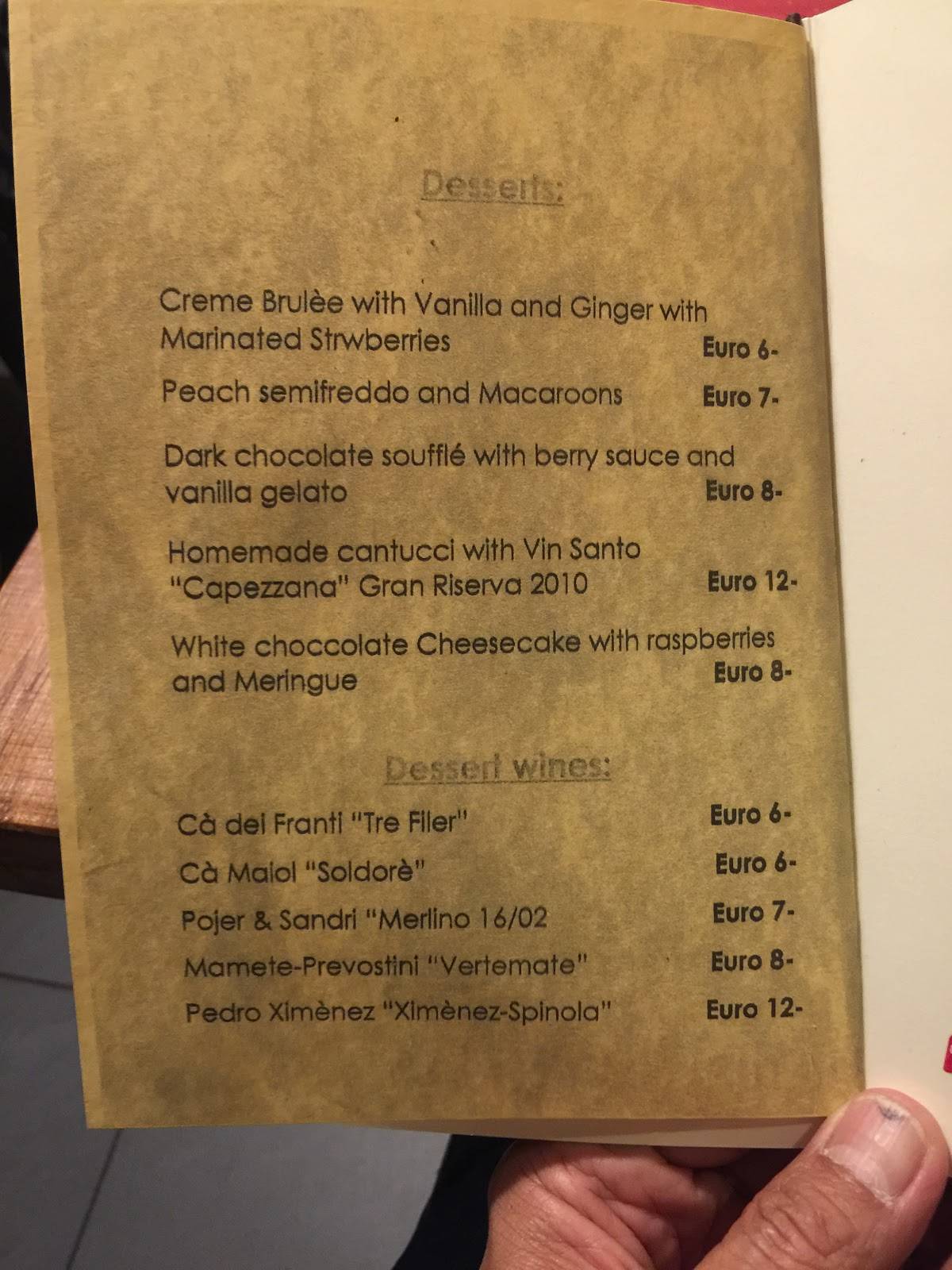 Menu at Al Prato Restaurant, Varenna