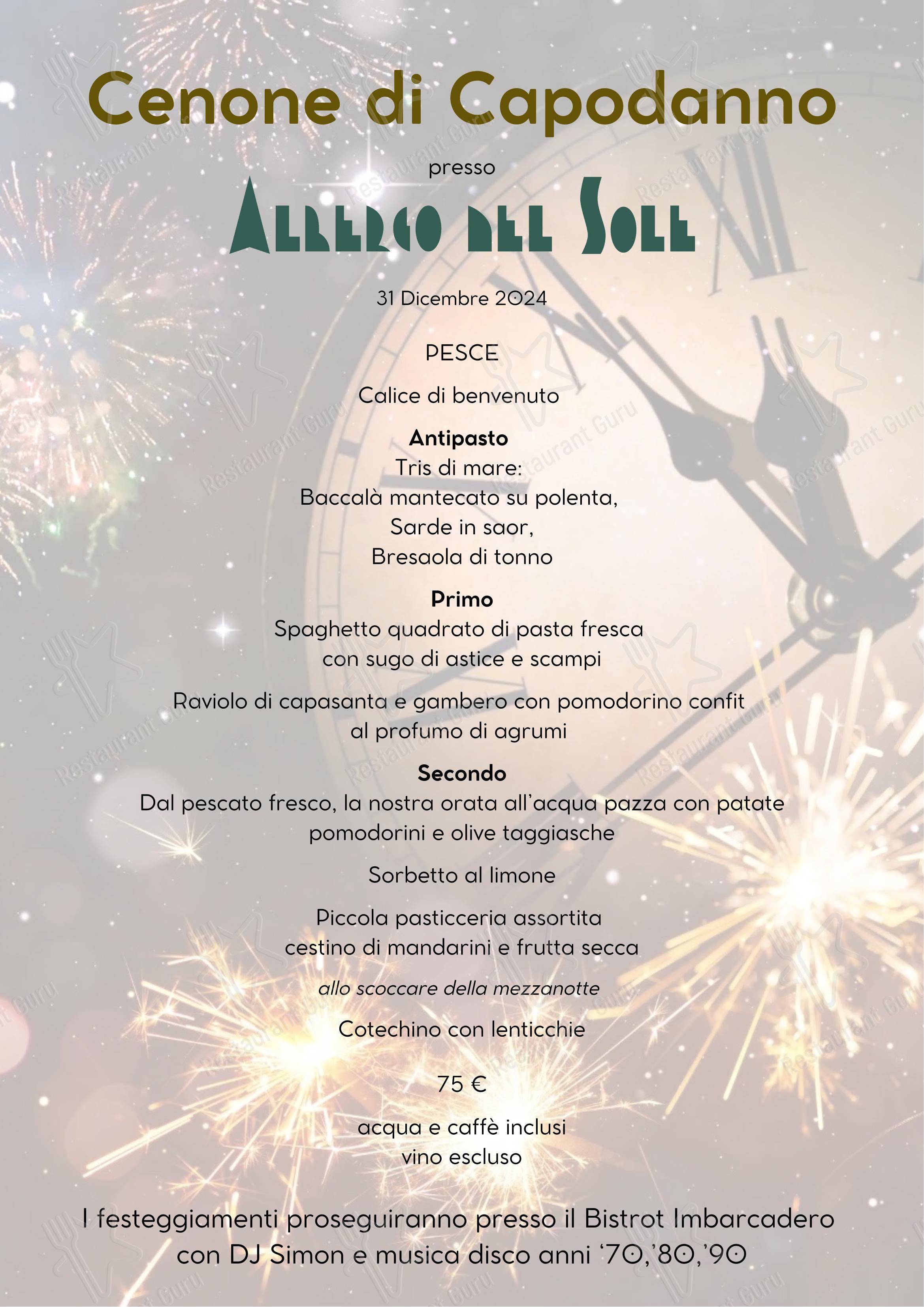 Menu at Albergo del Sole pizzeria, Porto Valtravaglia