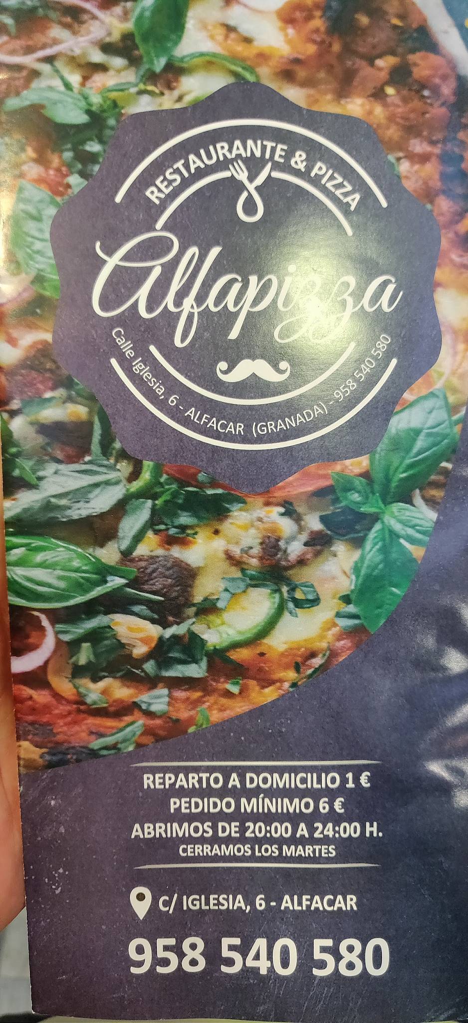 Carta del restaurante Alberto’s Pizza, Alfacar