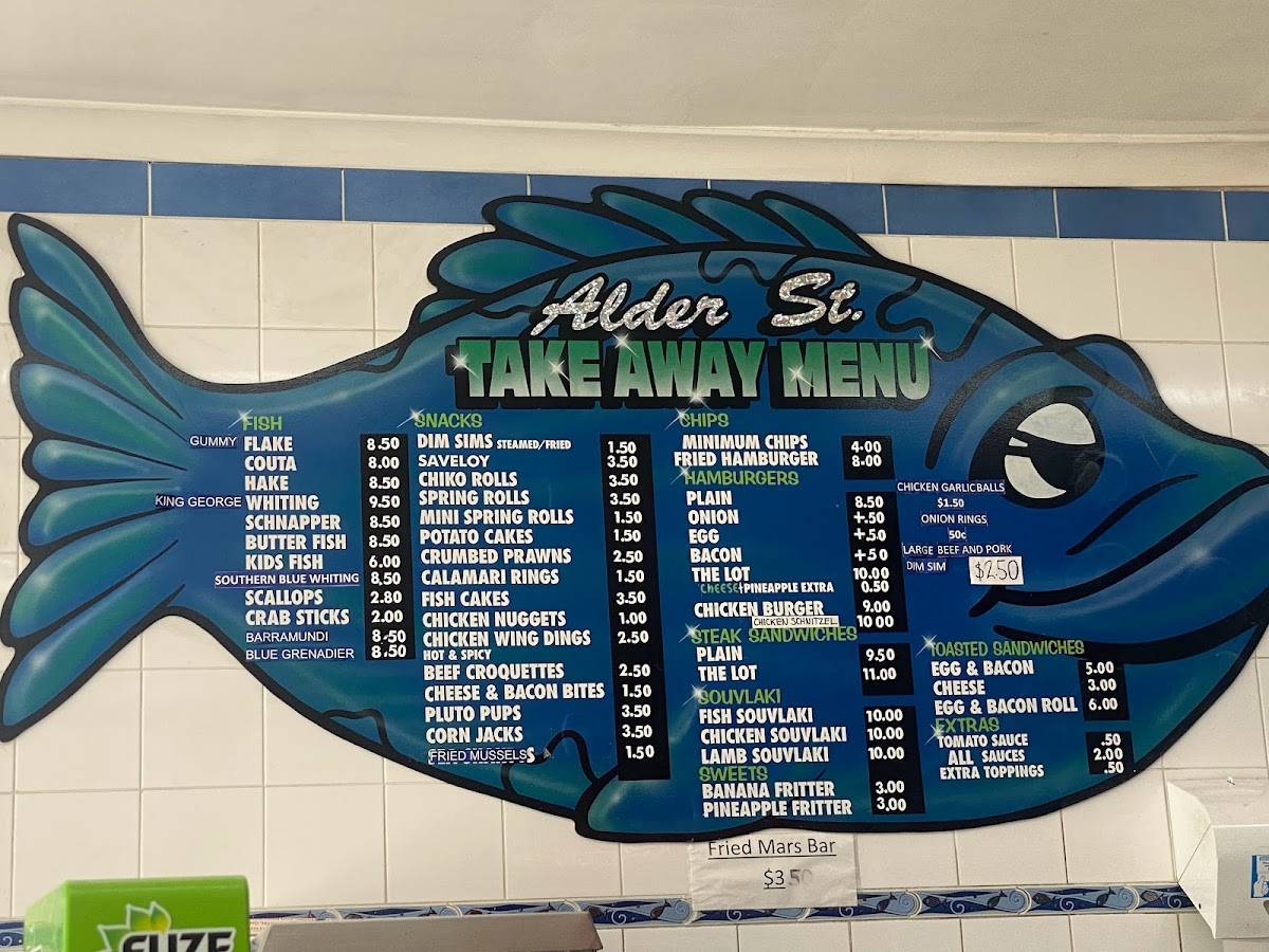 Menu at Alder Street Fish & Chips fast food, Kangaroo Flat