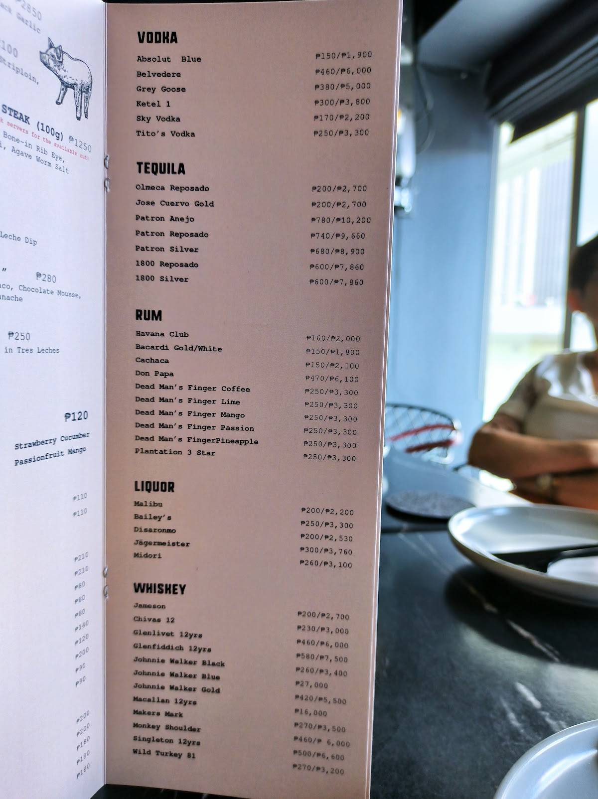Menu at Alegria Cantina restaurant, Muntinlupa