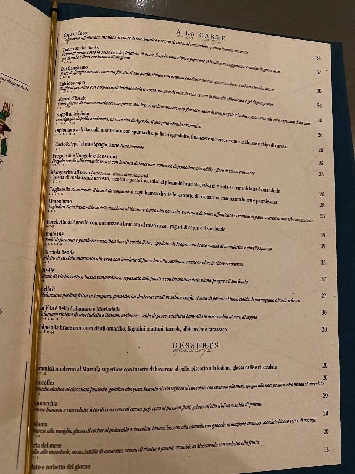 Menu da Il Lusso Della Semplicità ristorante, Milano, Viale Belisario