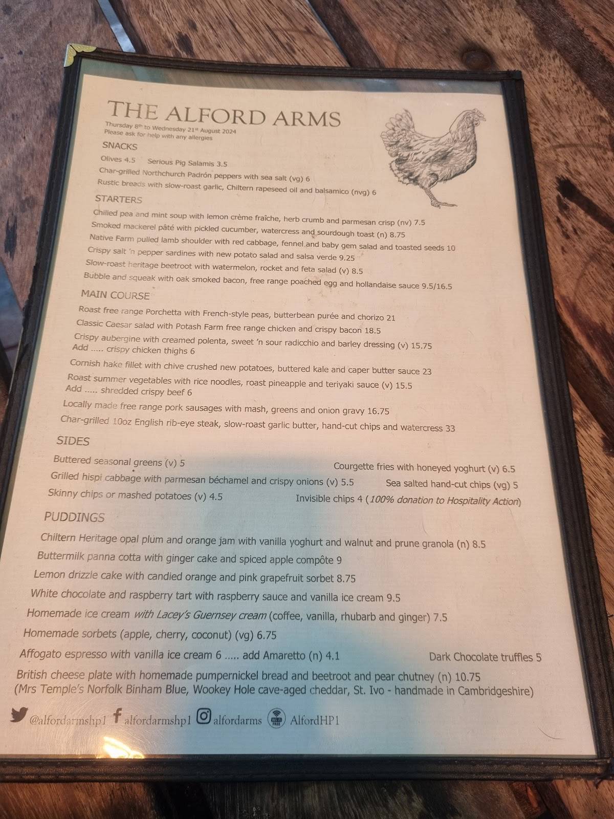 Menu at Alford Arms pub & bar, Hemel Hempstead