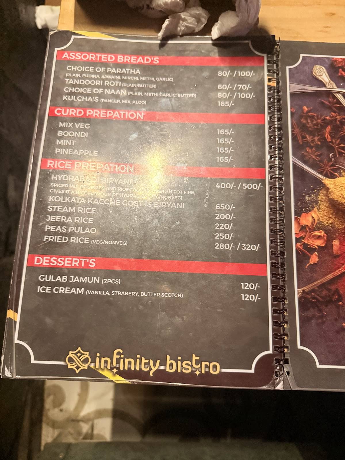 Menu at Infinity Bistro, Allahabad