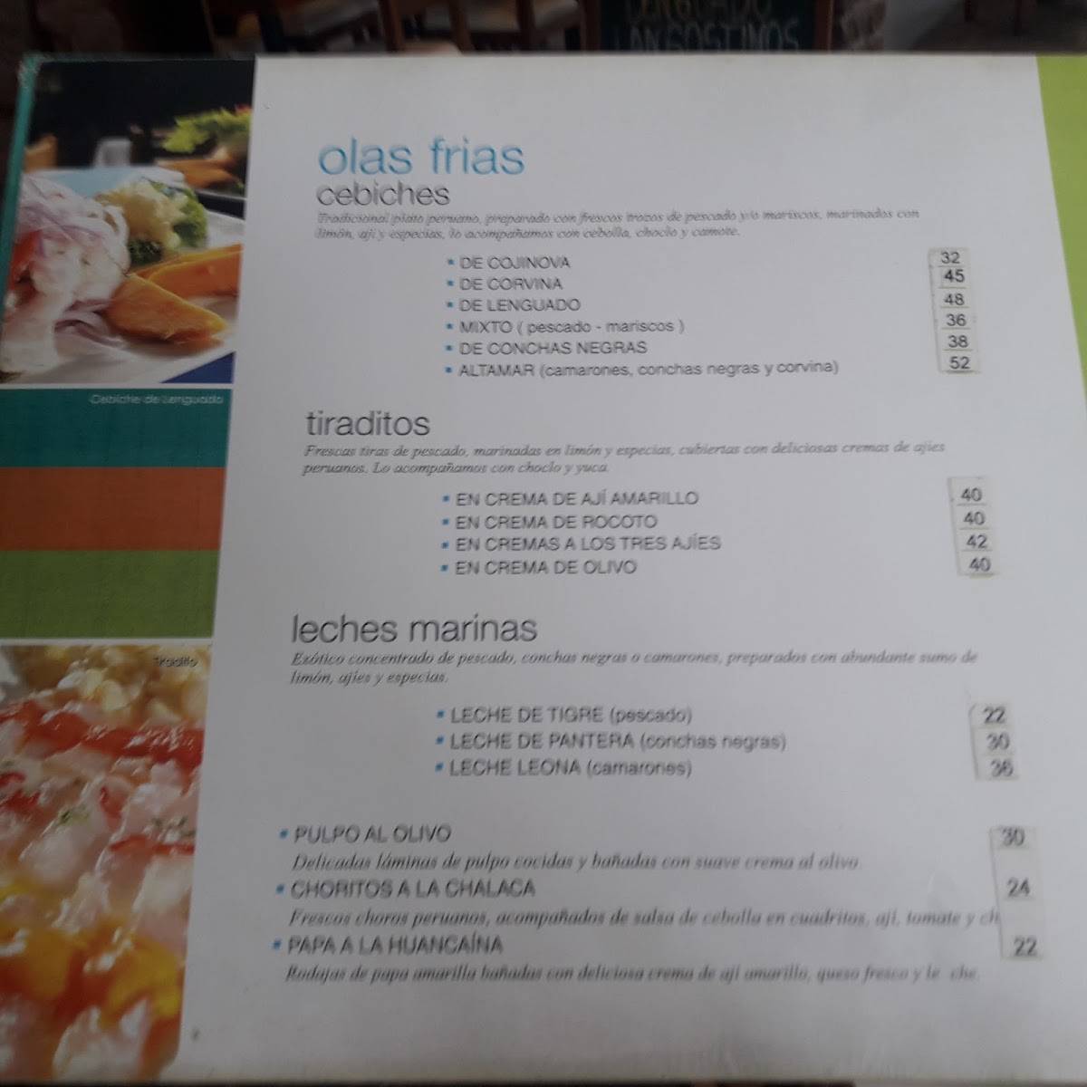 Carta de Altamar Restaurante - Tradición Marina Criolla, Miraflores