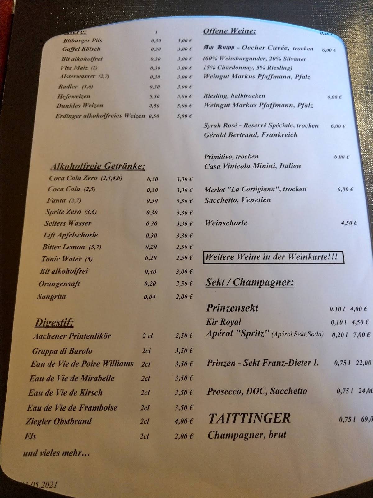 Speisekarte von Am Knipp pub & Bar, Aachen