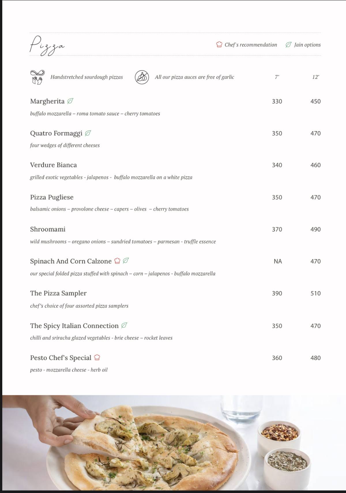 Menu at Amalfi Italiana, Chennai