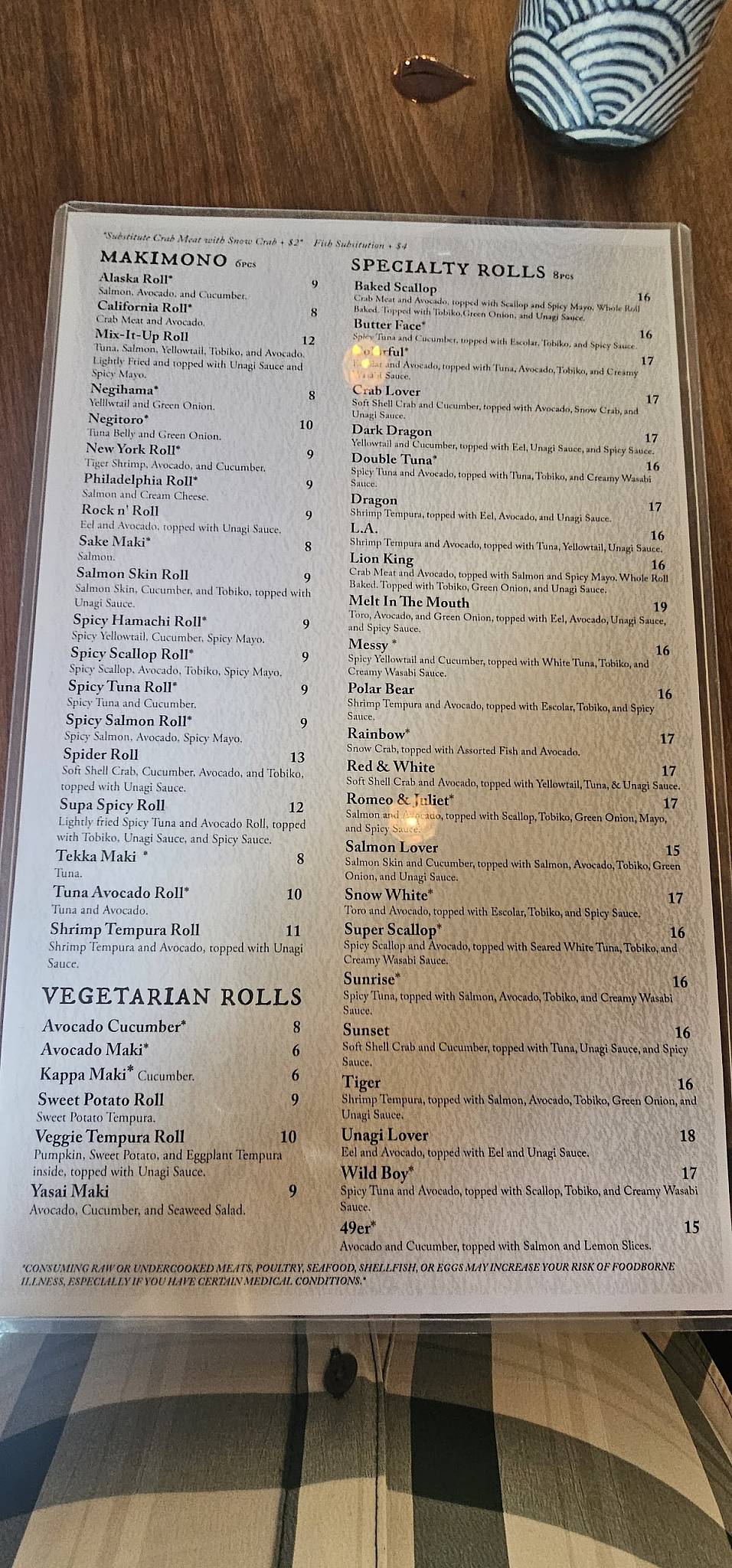 Menu at Amami Sushi Bistro Napa restaurant, Napa
