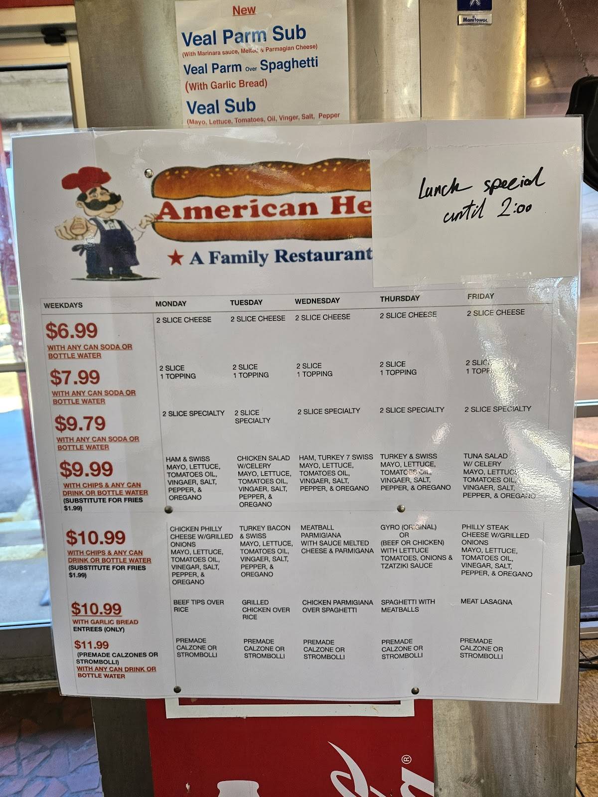 Menu at American Hero Pizza & Subs restaurant, Creedmoor