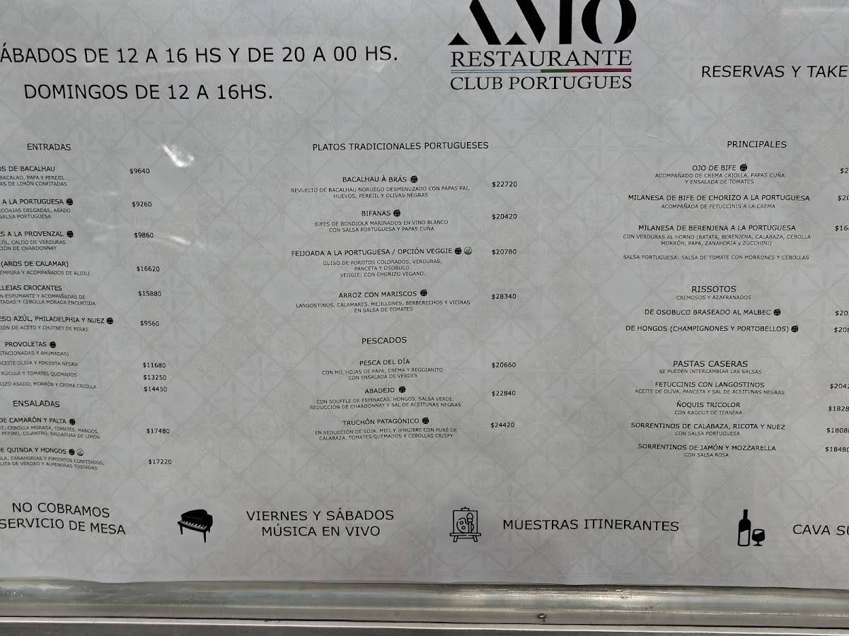 Carta de Amo Restaurante - Club Portugués, Buenos Aires