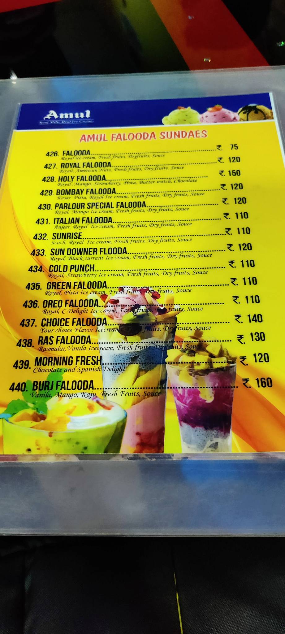 Menu at Amul Ice Cream Parlour kottakkal, Changuvetty