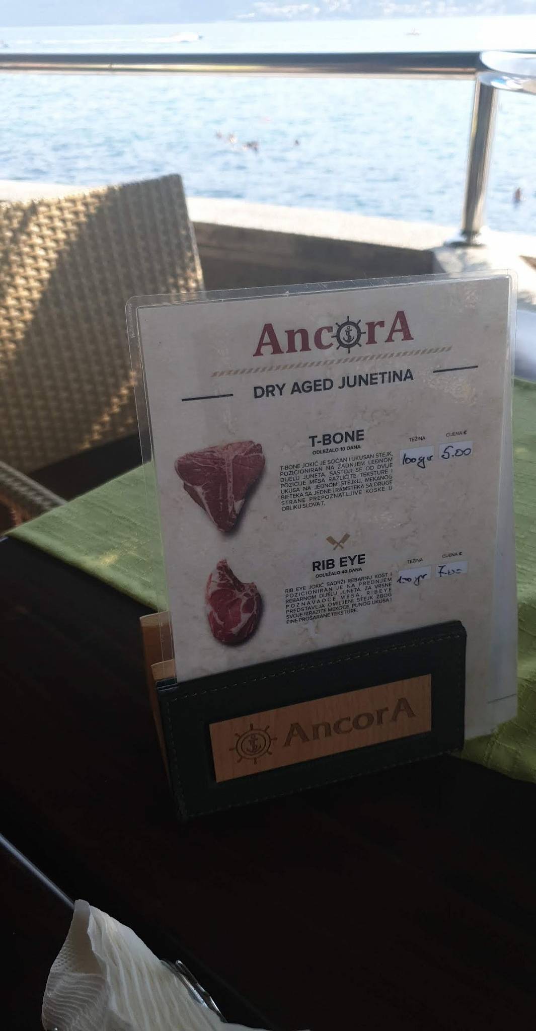 Menu at Ancora restaurant, Herceg Novi, FG59+6X4