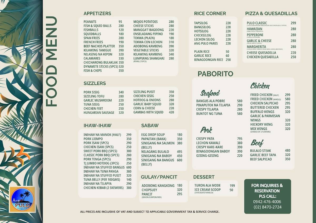 Menu at Ang Pulo Ihaw - Ihaw restaurant, Pasig