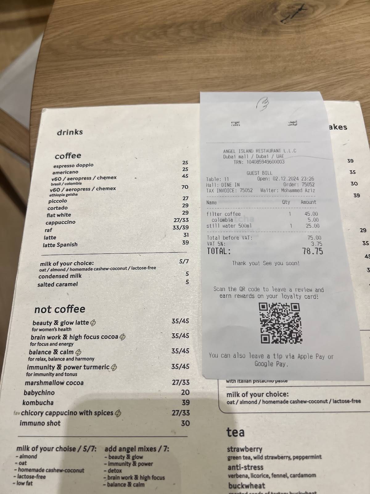 Menu at Angel Cakes Dubai Mall restaurant, Dubai