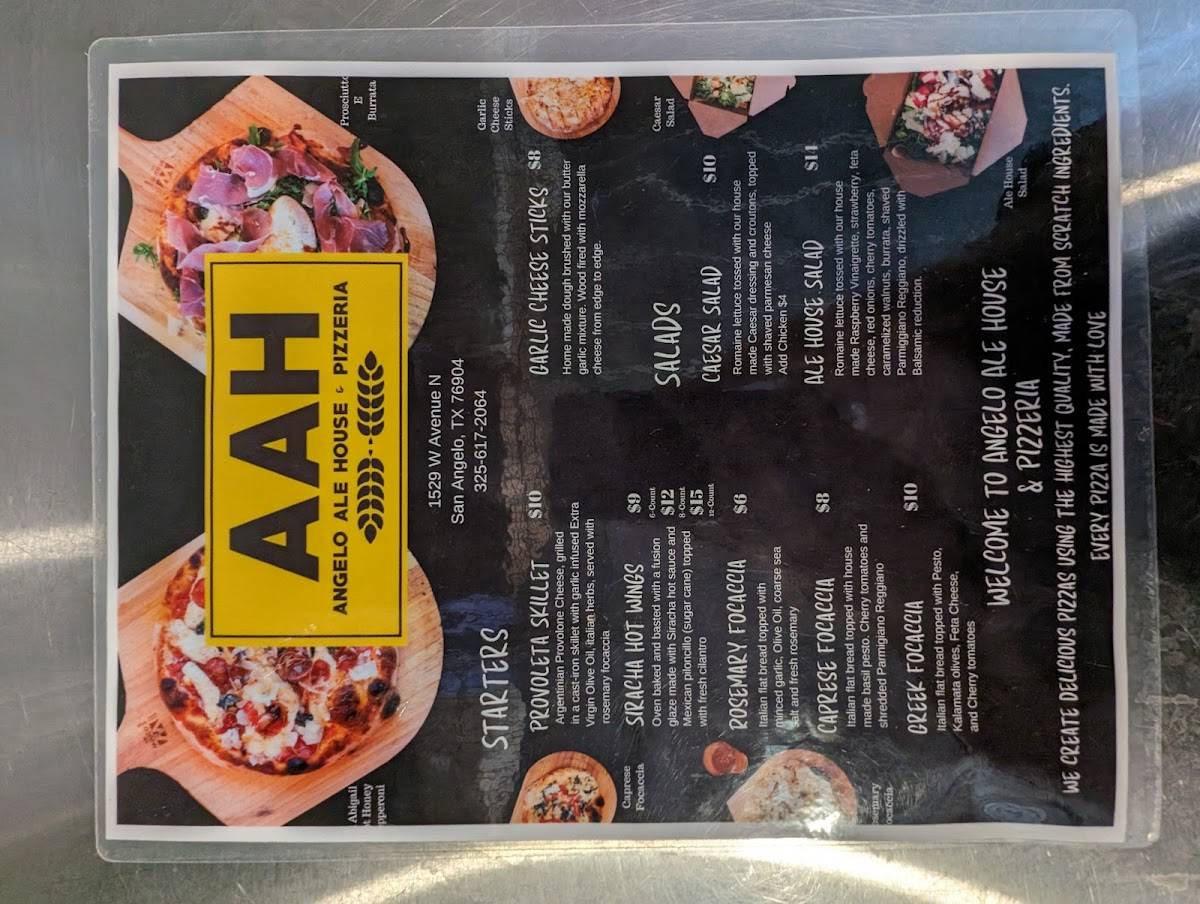 Menu at Angelo Ale House and Pizzeria, San Angelo
