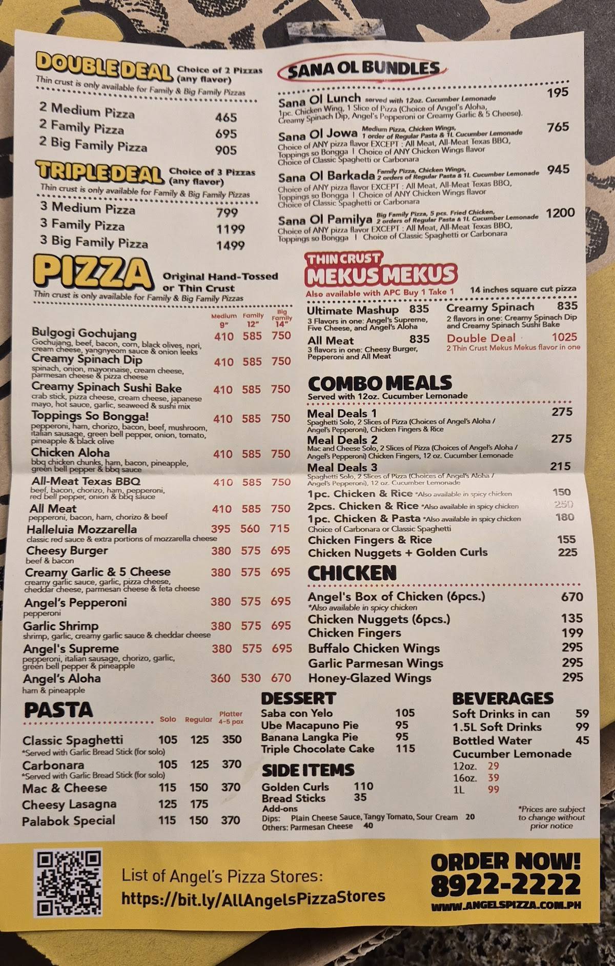 Menu at Angels Pizza - LG Garden Walk restaurant, Lapu-Lapu City