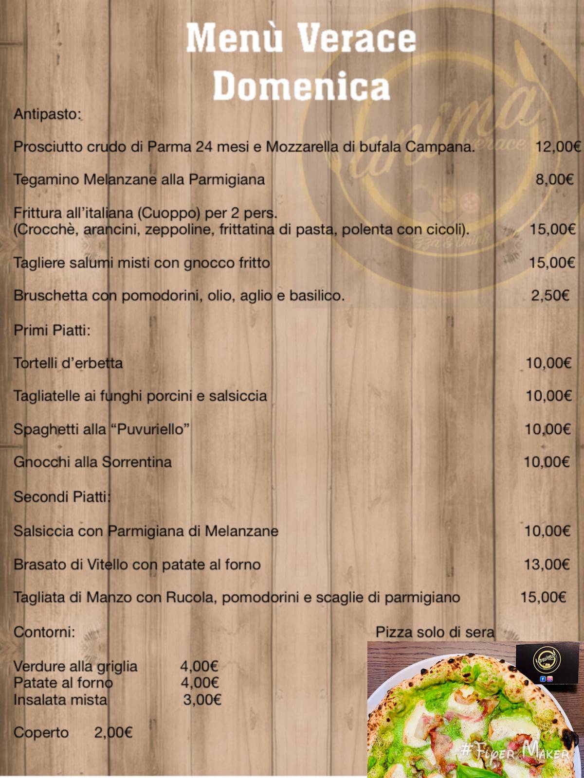 Menu da Anima Verace Sant’ilario D’enza ristorante, Sant'Ilario d'Enza