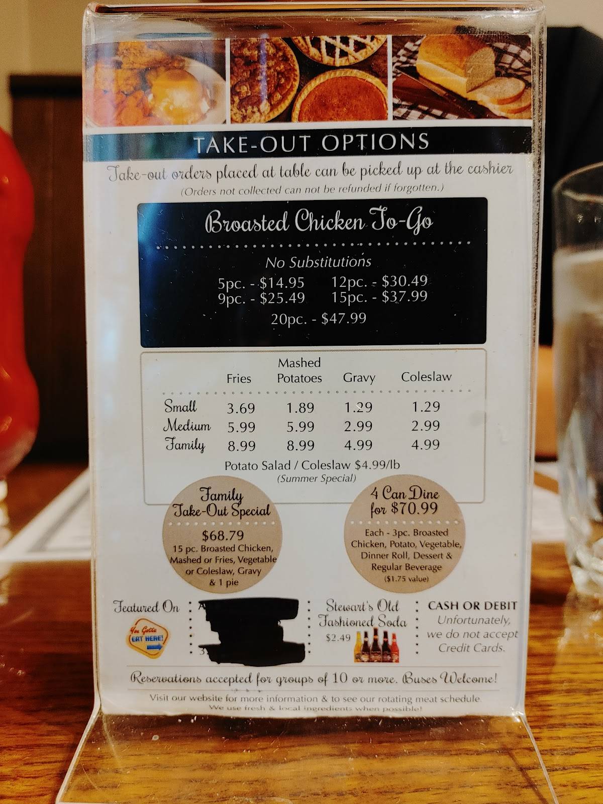 Menu at Anna Mae's Bakery & Restaurant, Millbank