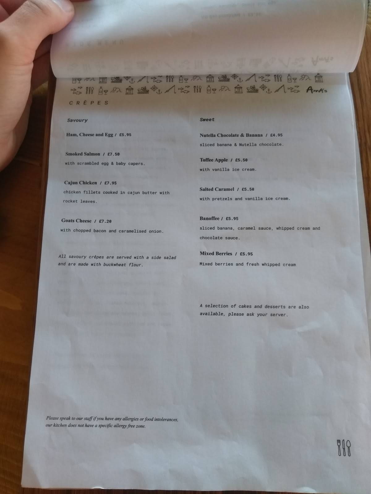 Menu at Anna's Bar & Kitchen, Whitehaven