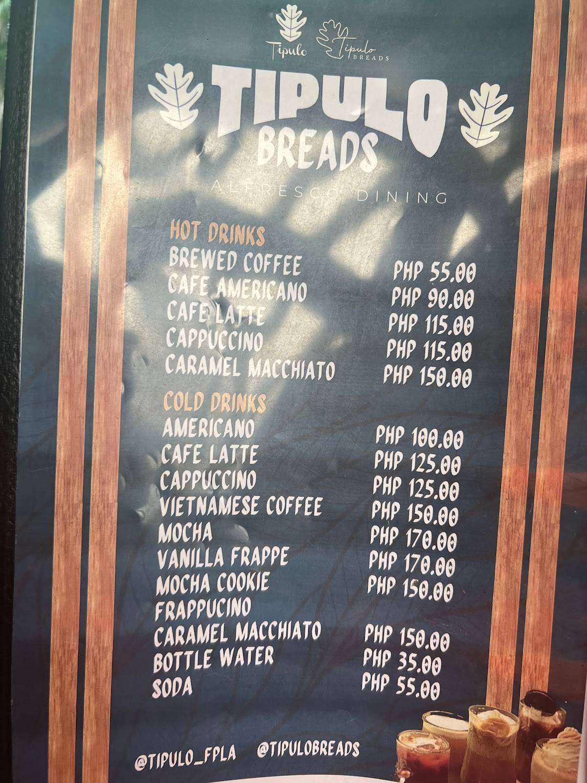 Menu at Tipulo restaurant, Antipolo